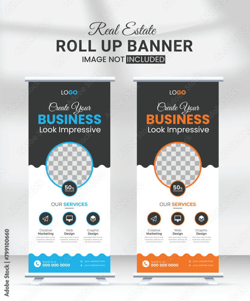 Modern creative corporate business standee x rollup pullup signage retractable banner with ...