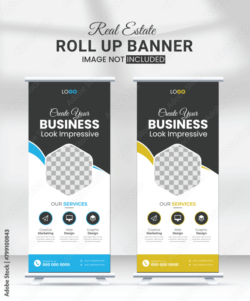 Modern creative corporate business standee x rollup pullup signage ...