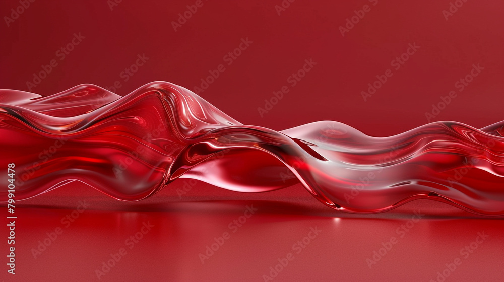 A bold wave of crimson red, rendered with a soft gradient and a clear ...
