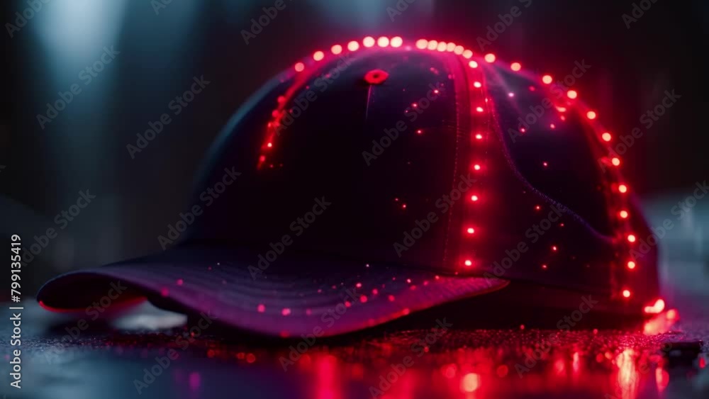 Close-up View of Baseball Cap with Conductive Thread Connecting to ...