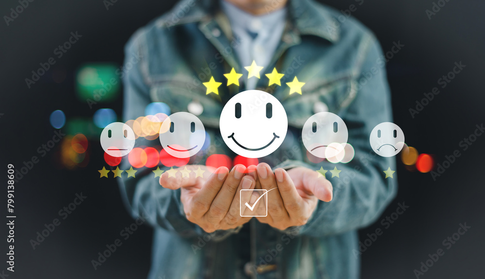 Customer satisfaction survey feedback concept. 5-star rate satisfaction ...