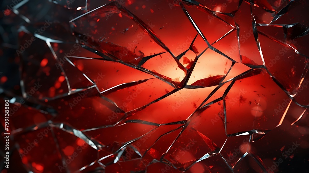 Vivid Red Background with Striking Broken Glass Effect: Captivating ...