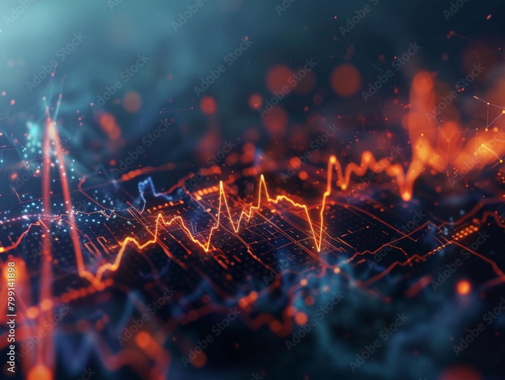 An abstract background resembling an EKG readout, pulsating with energy ...