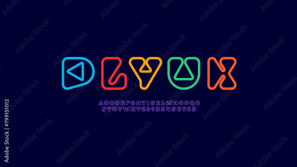 Gaming futuristic font tech alphabet made game console style, childish ...