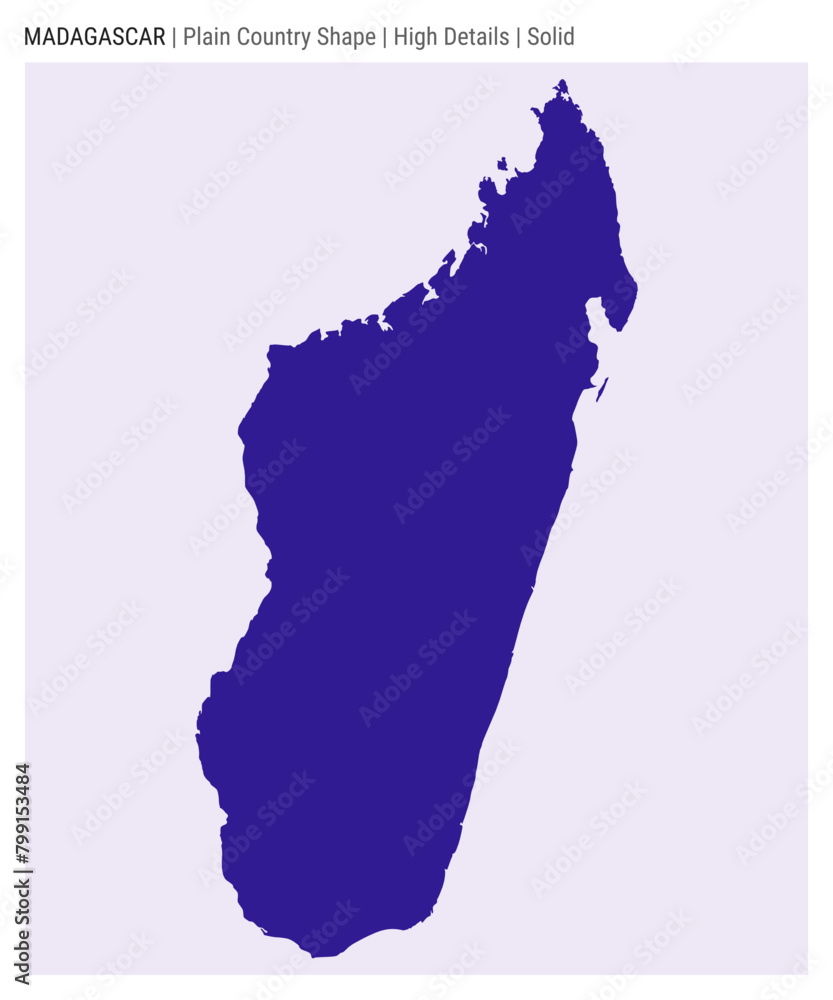 Madagascar plain country map. High Details. Solid style. Shape of ...