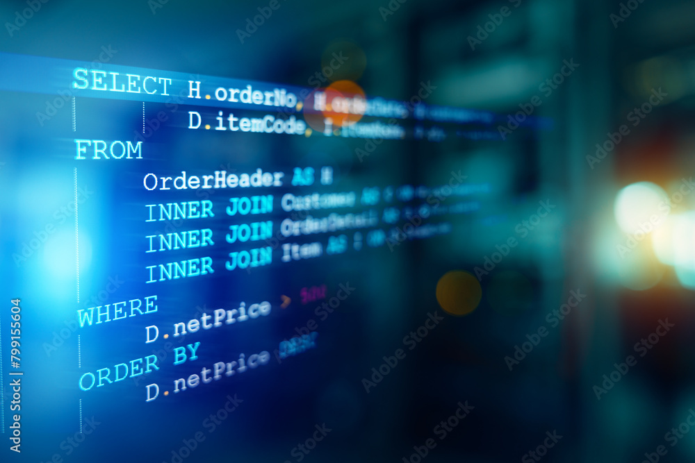 Developer Or Programmers Text Editor Showing Sql Structured Query