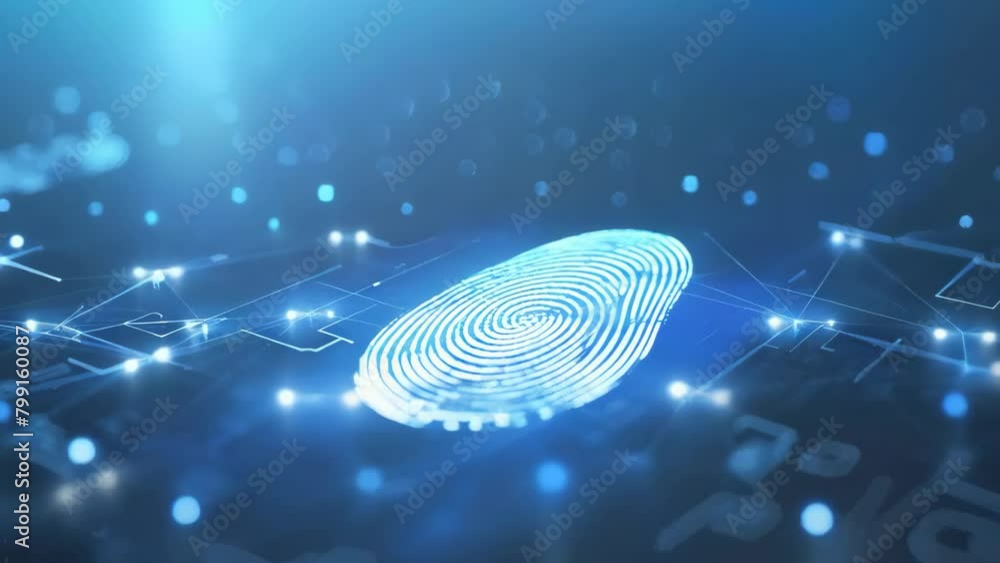 Digital representation of a fingerprint overlaying what looks like a ...