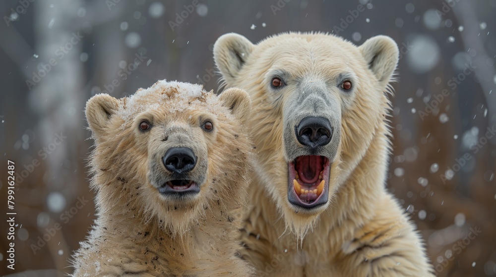 Beautiful mammals with head, face, body in view. Mother and cub, mom ...