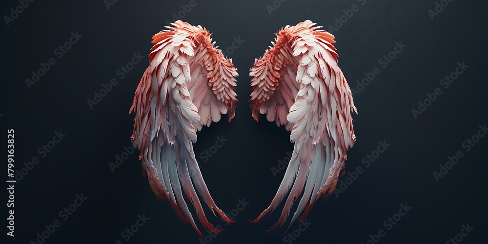 Wings of a bloody fallen angel, black background.血塗られた堕天使の羽 背景は黒 ...