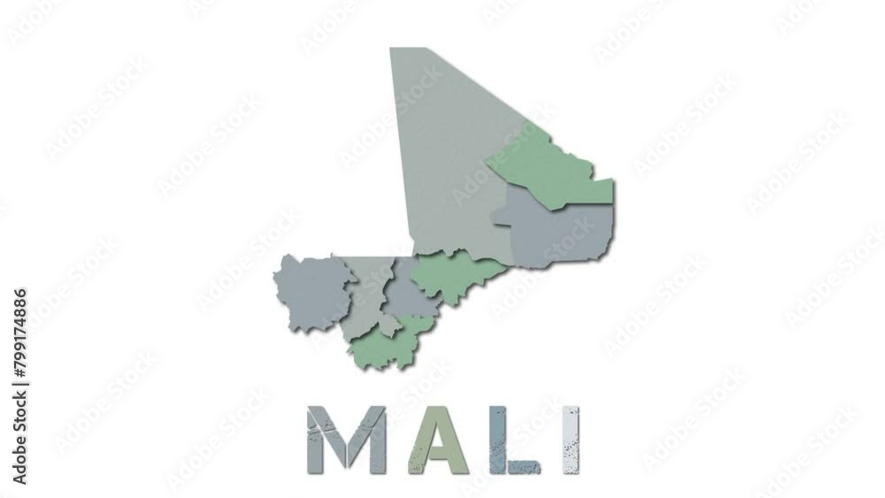 Mali map with paper regions. Animated country map growing from regions ...