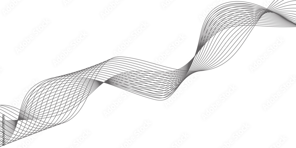 Abstract vector white wave lines on white background. Digital frequency ...