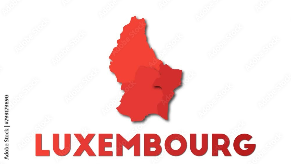 Luxembourg map showing regions. Animated country map with title. 4k ...