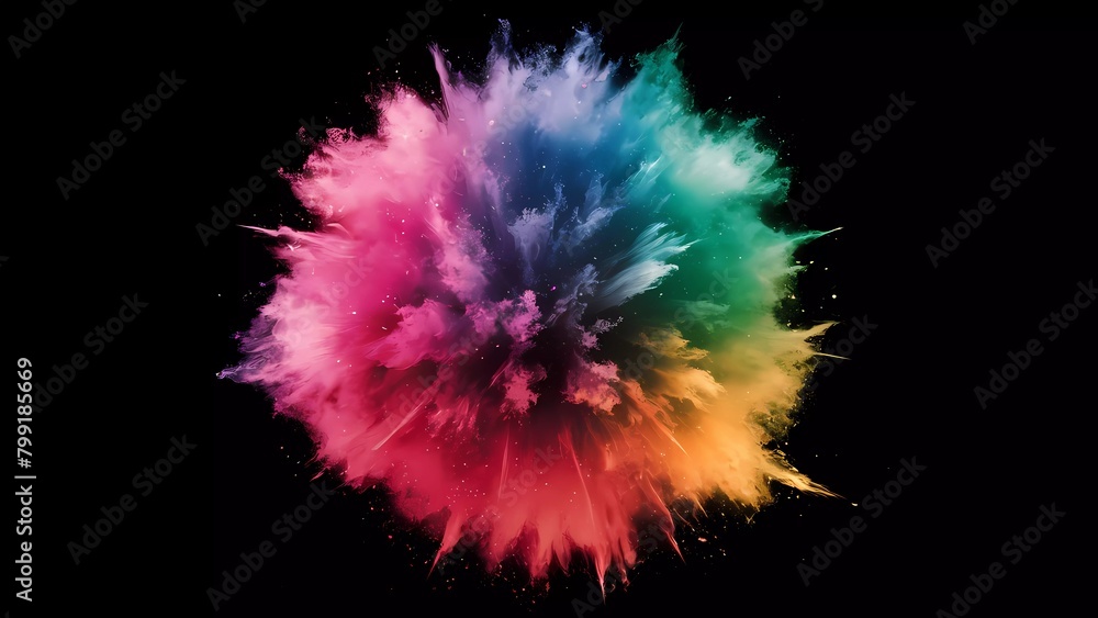 Explosión de colores en fondo negro: Una dinámica explosión de rosa ...