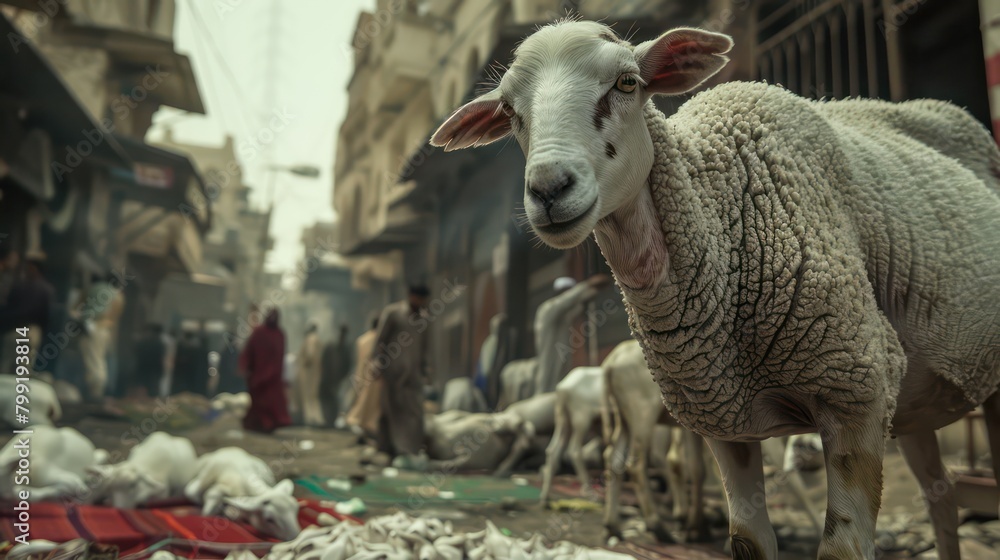 Goat Qurbani Eid al adha mubarak festival islamic background,Goat ...