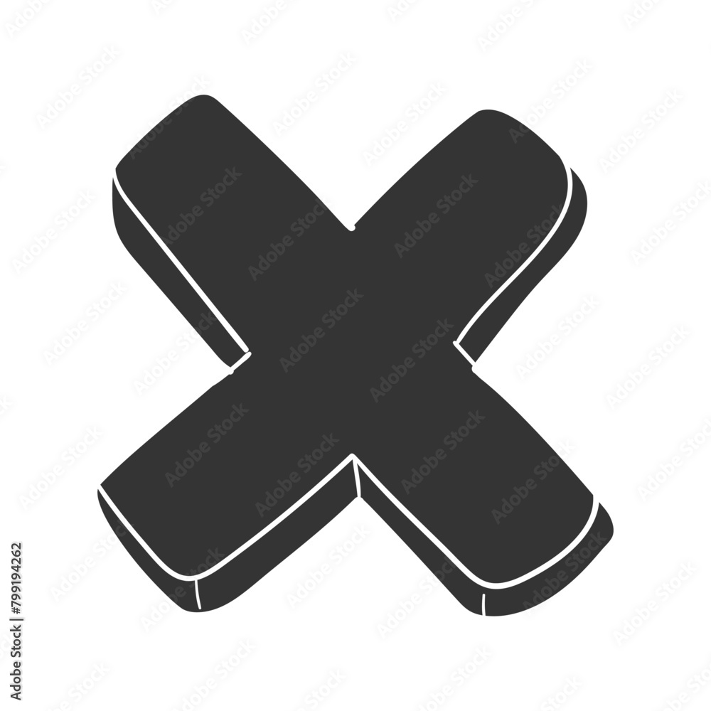 Cross Sign Icon Silhouette Illustration. Error Vector Graphic Pictogram ...