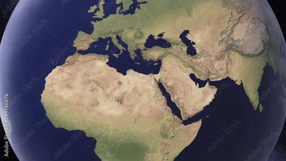 Middle East Map Globe Earth From Space Stock Video | Adobe Stock