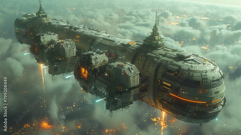 Futuristic megastructures in space, showcasing colossal space stations ...