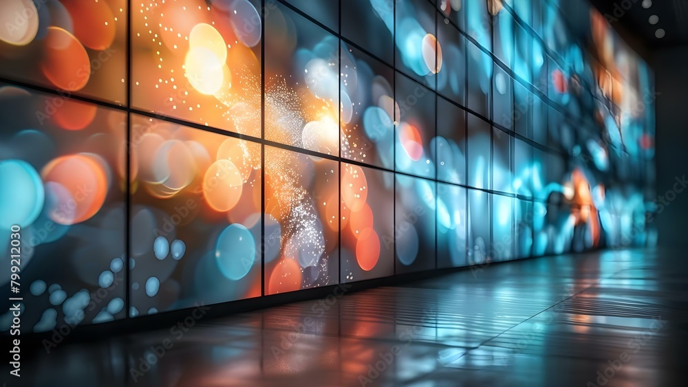 Animated LED wall with 27 screens flashing 4K stage lights and ...