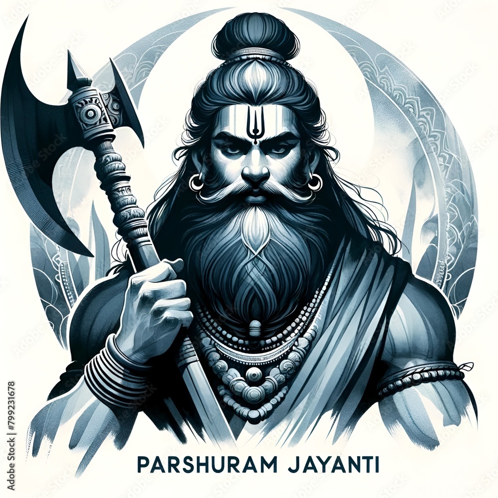 Illustration for parshuram jayanti with portrait of lord parshuram with ...