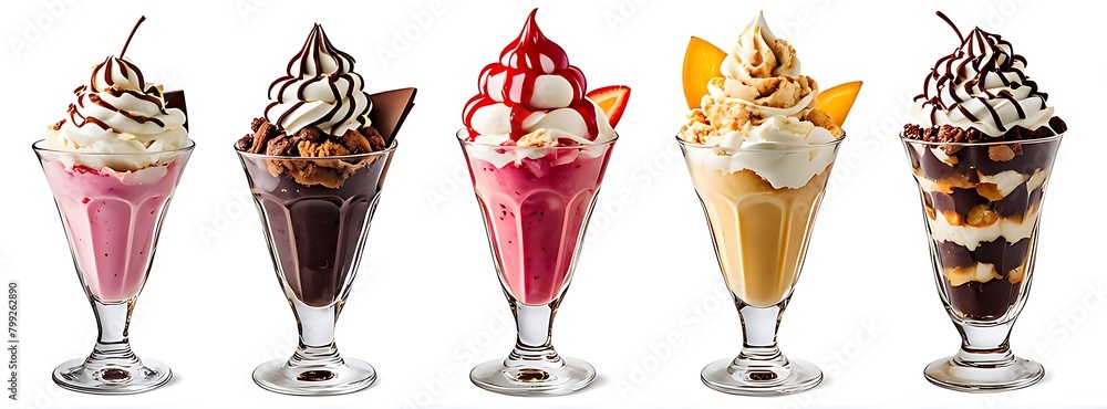 Collection of Sundae sundaes ice cream frozen dessert in tulip glass ...