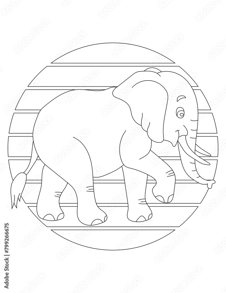 Elephant Coloring Page. Wild Animal Coloring Page for Kids Who love ...