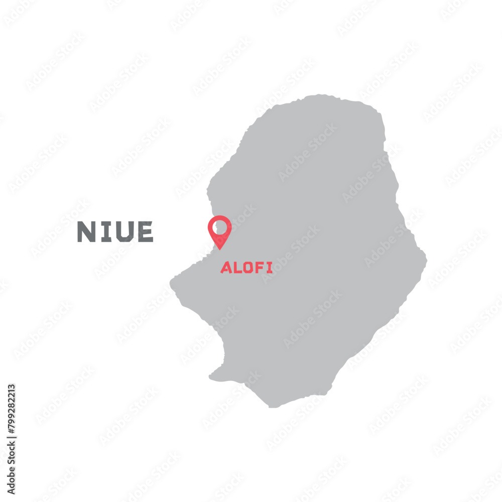 Niue vector map illustration, country map silhouette with mark the ...