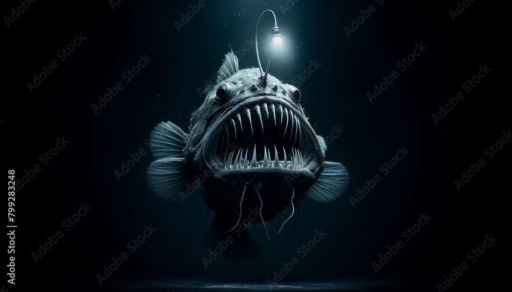 Deep sea anglerfish art wallpaper background Stock Illustration | Adobe ...