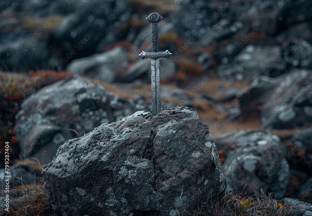 Foto de Sword stuck in a rock like in the Excalibur legend , the ...