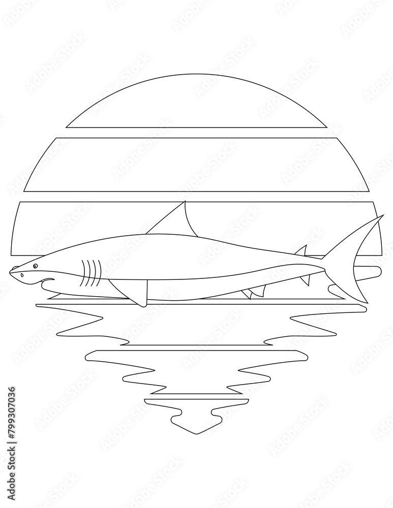 Shark Coloring Page. Aquatic Animal Coloring Page for Kids Who Love ...