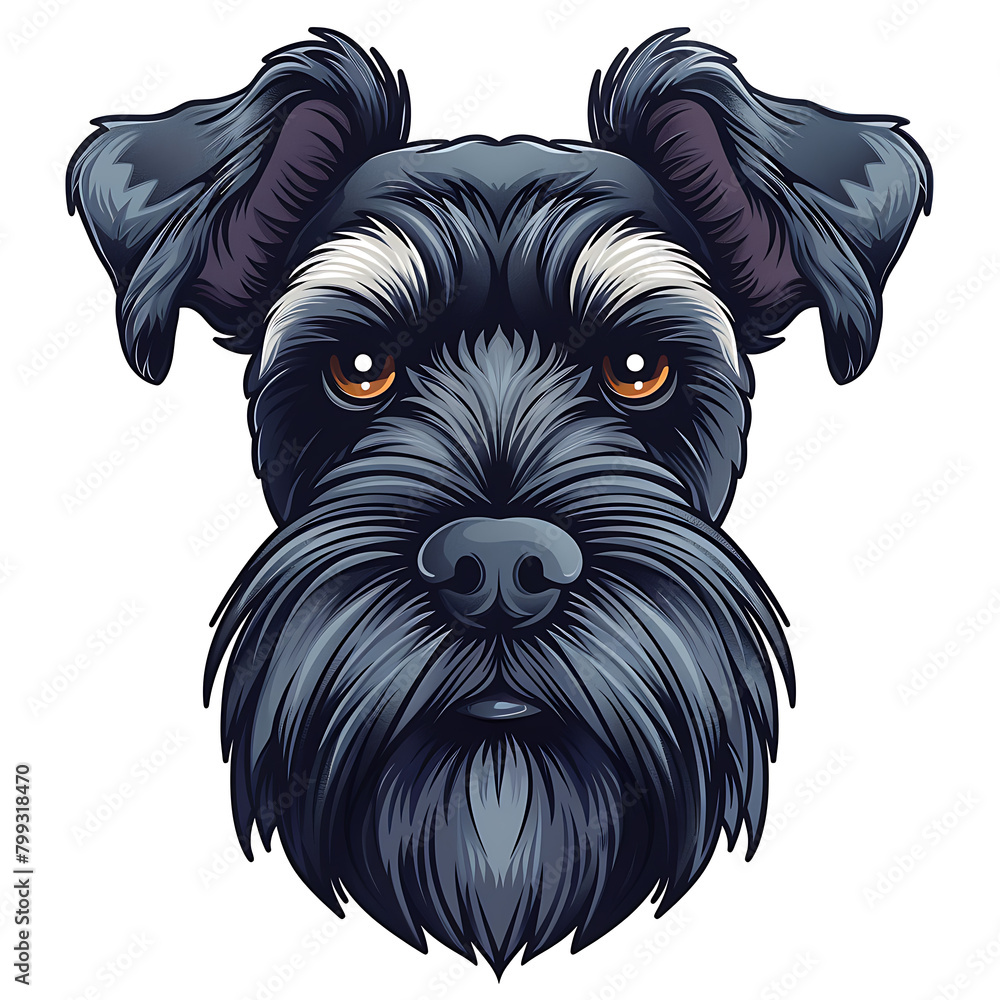 Schnauzer dog logo, clear lines, emblem, symbol, sign, mascot, portrait ...