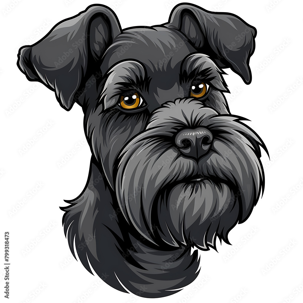 Miniature schnauzer dog logo, clear lines, emblem, symbol, sign, mascot ...