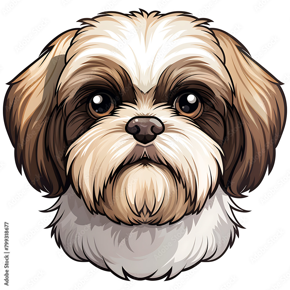 Shih Tzu dog logo, clear lines, emblem, symbol, sign, mascot, portrait ...