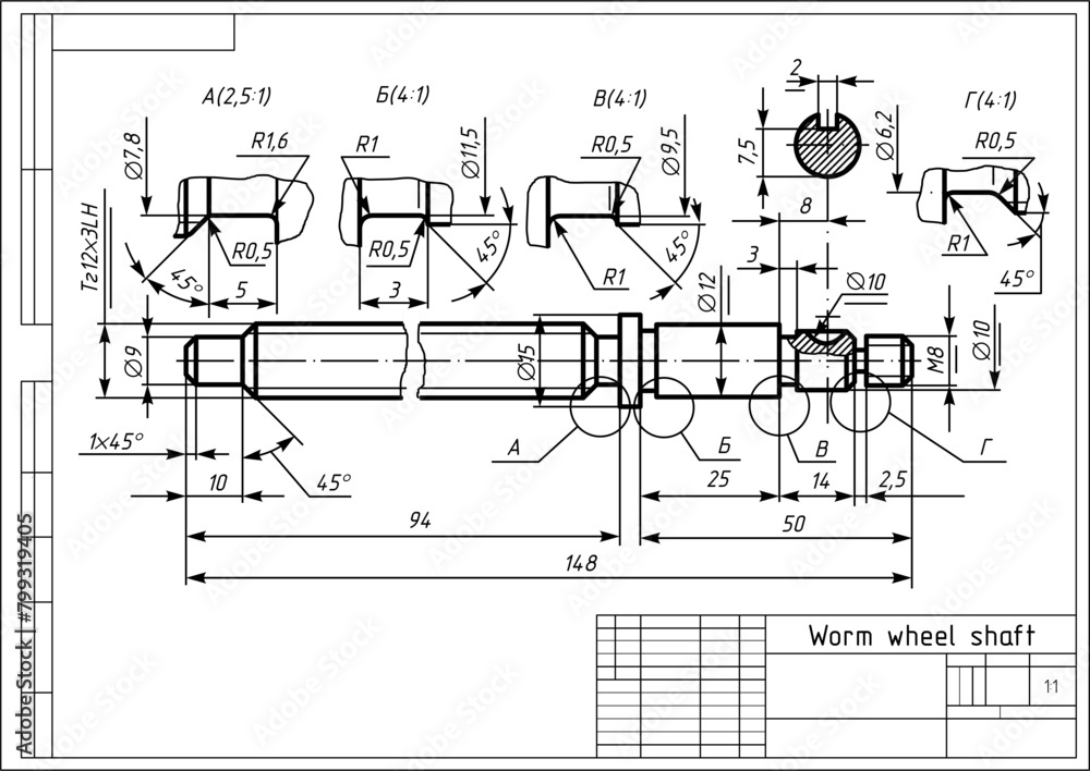 Vector drawing of steel mechanical part with through holes, dimension ...