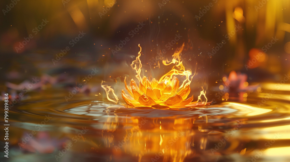 Fire lotus, fiery flower, red blossom, floral flame, burning bloom ...