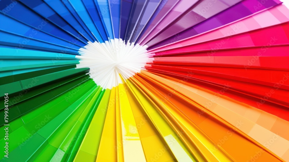 Colorful spectrum of fan-shaped paint swatches Stock Illustration ...