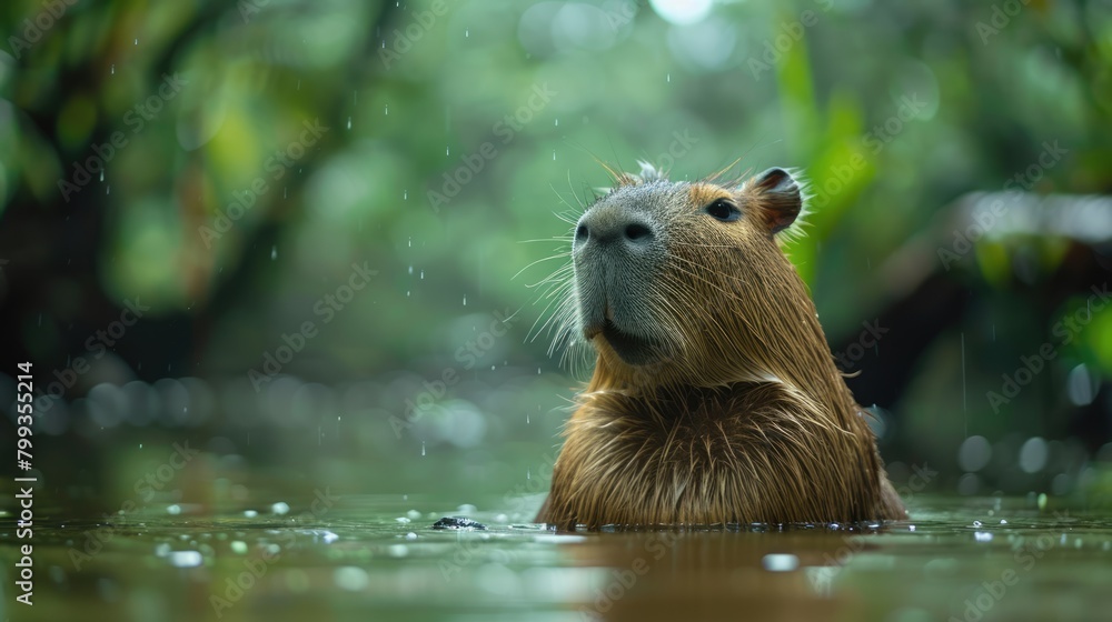 Capybara in the river. Wildlife scene from nature. AI Generated Stock ...