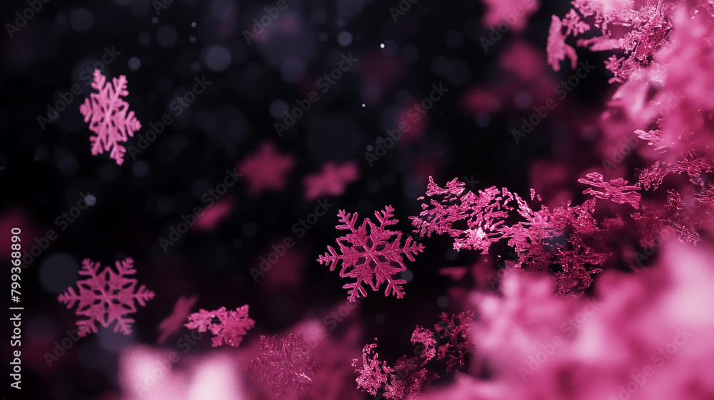 pink snowflakes, fantasy Christmas decoration design. Wall Art Design ...