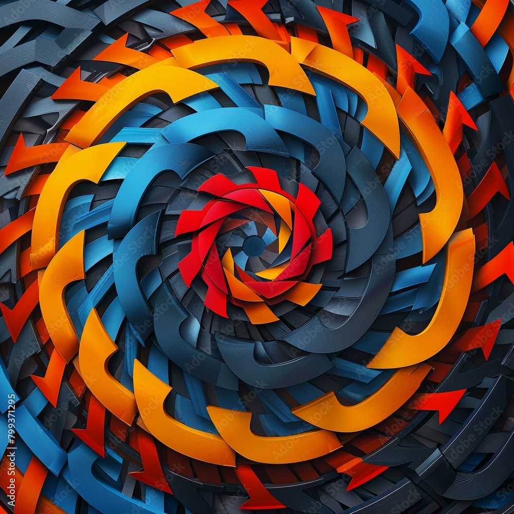 Abstract business cycle wallpaper, circular patterns with cyclic arrows ...