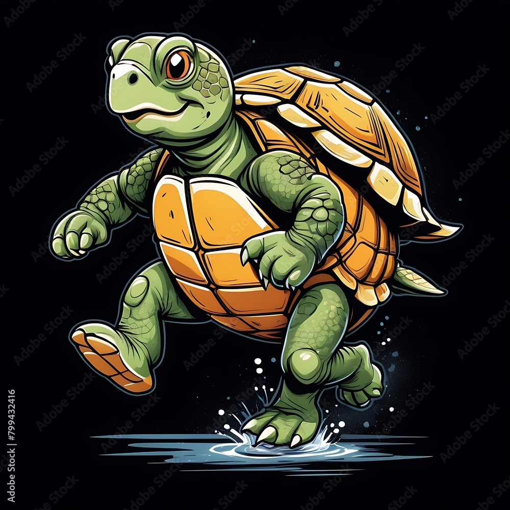 cartoon illustration of a cute turtle smiling Stock Illustration ...