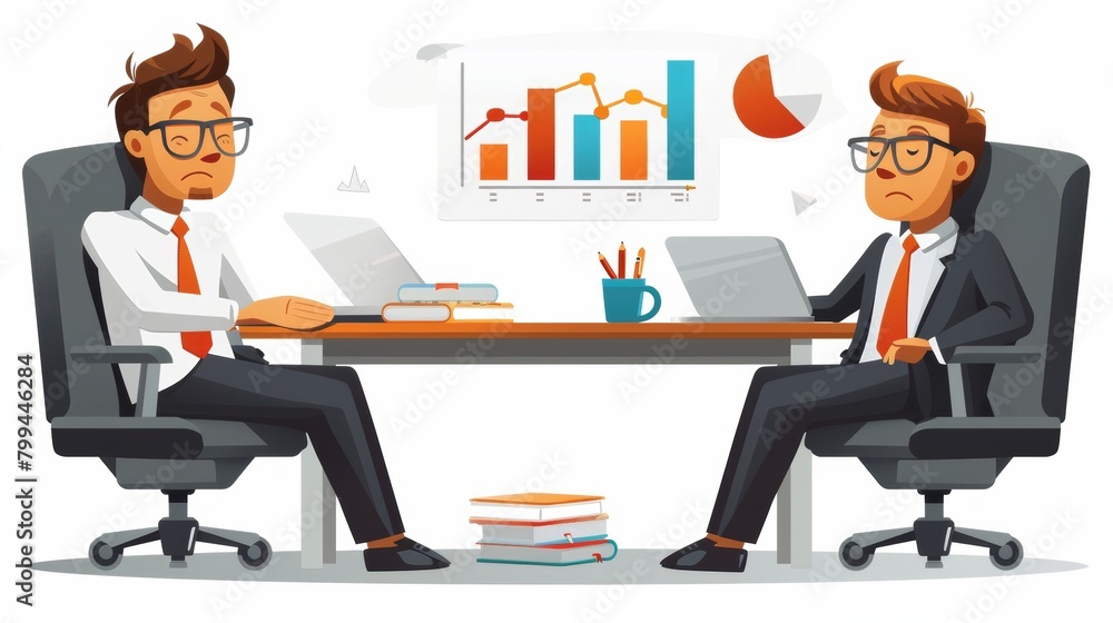 Unsatisfactory work or bad result. An angry boss shows a graph or ...