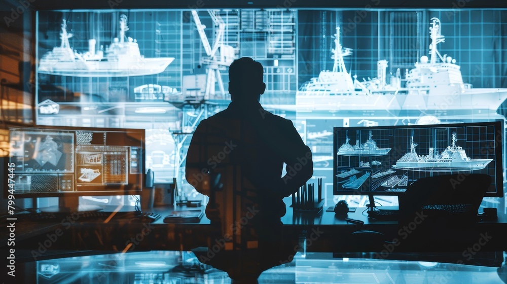Digital Innovation in Maritime Engineering Naval Architect Designing ...