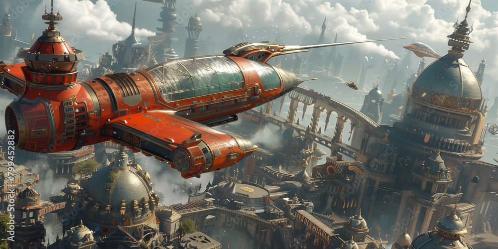 steam, punk, city, Victorian, industrial, retro-futuristic, gears ...