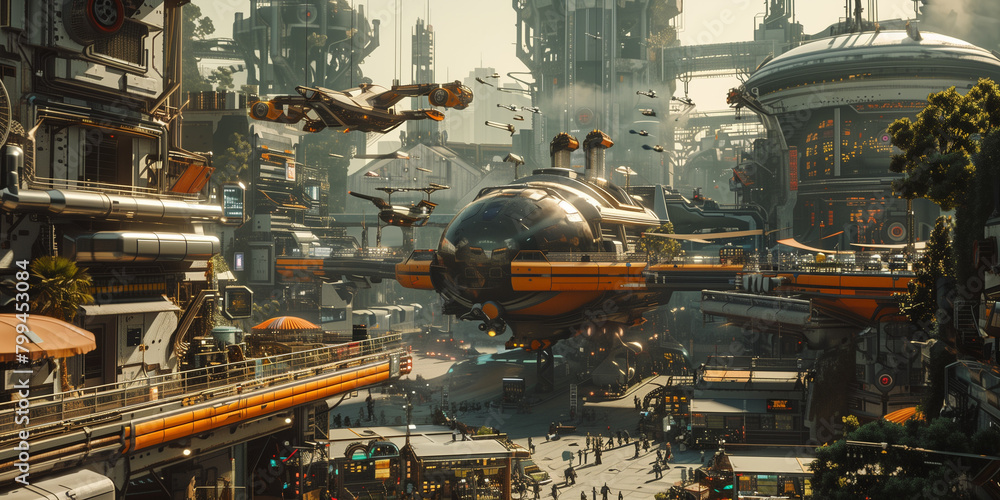 steam, punk, city, Victorian, industrial, retro-futuristic, gears ...