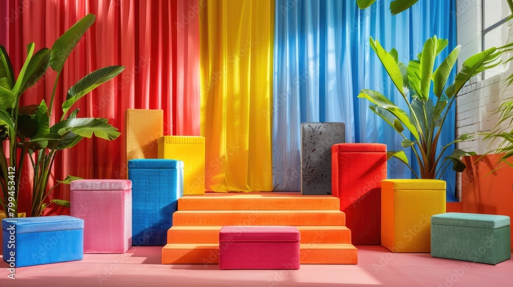 Vibrant Hues of Podium Equipment A Spectrum of Stagecraft Allure Stock ...