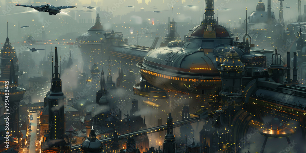 steam, punk, city, Victorian, industrial, retro-futuristic, gears ...