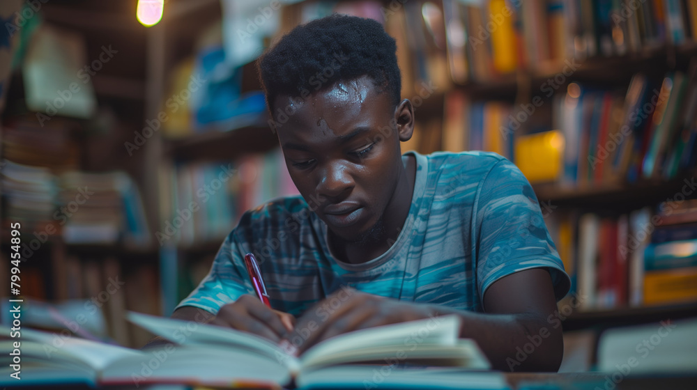 A student diligently revising for exams, displaying persistence in ...