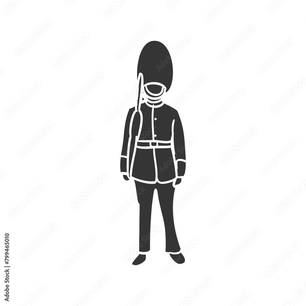 English Royal Guard Icon Silhouette Illustration. United Kingdom Vector ...
