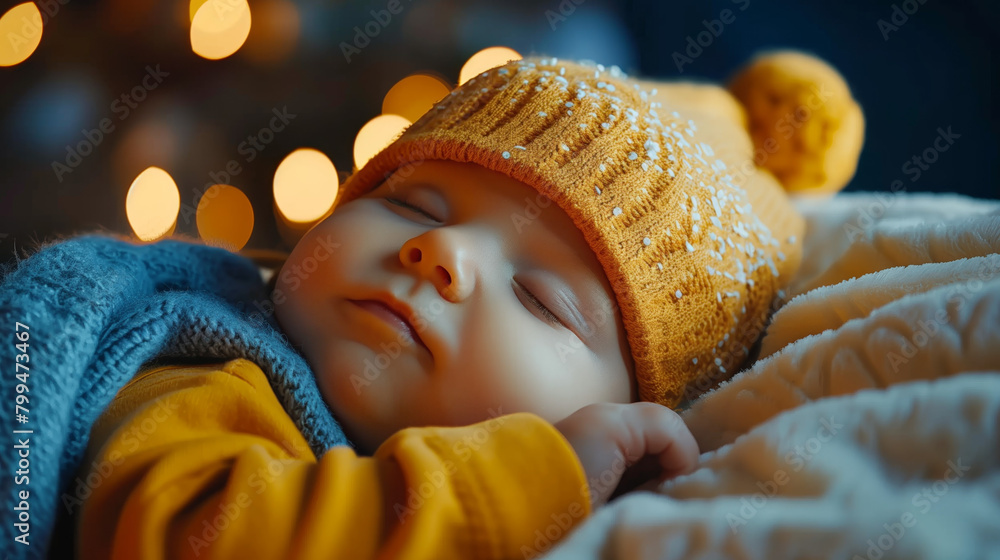 A parent caring for a newborn baby through sleepless nights, displaying ...