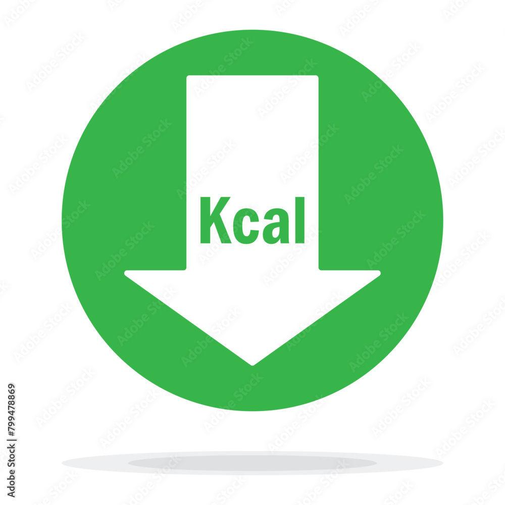 Calories reduction icon. Low kilocalories graphics sign with arrow ...