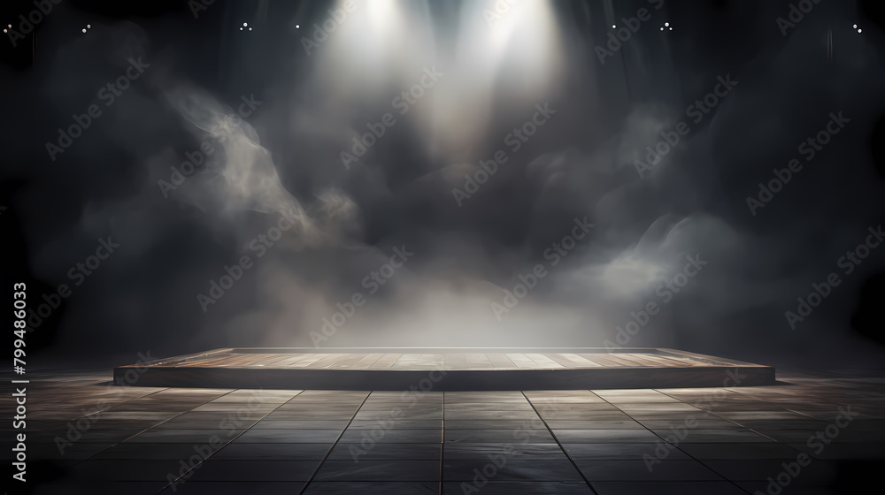 Dark booth background with smoke rising from the floor Stock ...